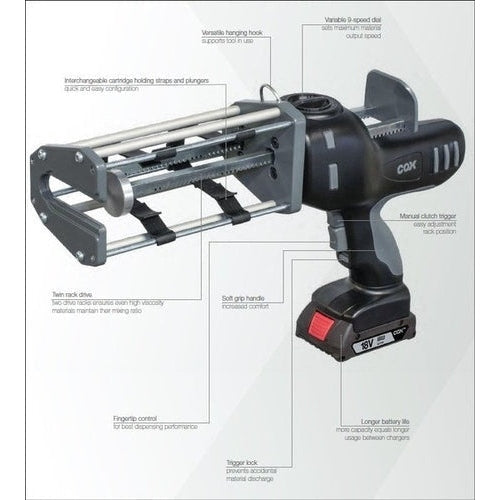 Cox ElectraFlow Dual-Ultra VBE 400 MR Battery-Powered 2-Part Adhesive ...