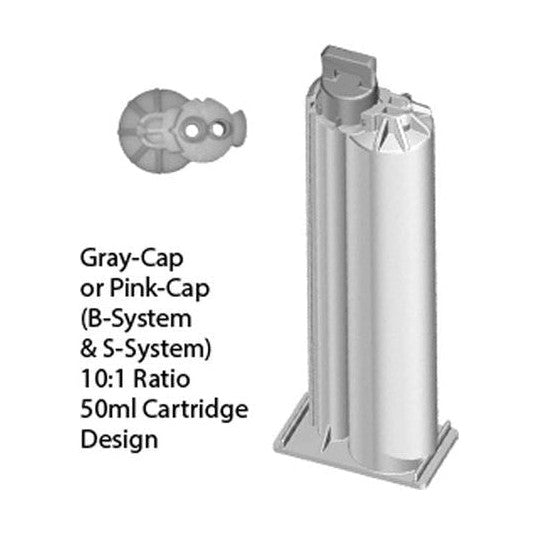 MixPac 50ml Empty 10:1 Ratio 2-Part B-System Cartridges with sealing c ...