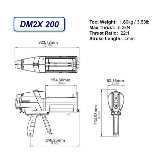 MixPac DM2X 200 - 200mL Manual Cartridge Dispenser (Configurable for 1 ...